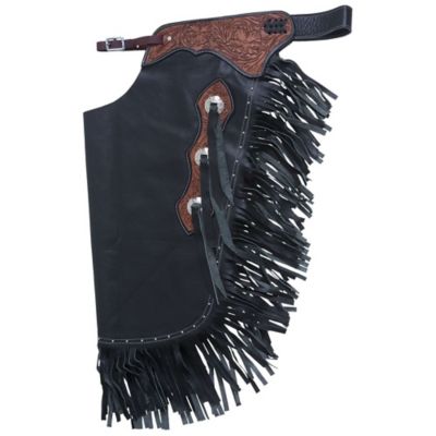 Tough1 Unisex Floral Yoke Smooth Leather Premium Chinks, L,Black at ...