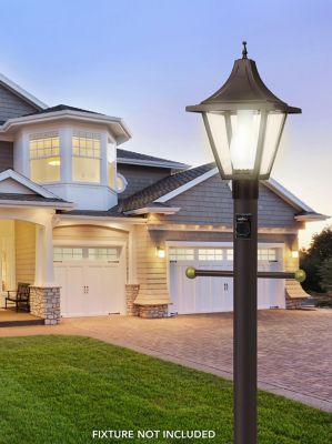 SOLUS 7 ft. Bronze Outdoor Direct Burial Lamp Post with Cross Arm and ...