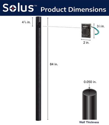 SOLUS 7 ft. Black Outdoor Direct Burial Lamp Post with Convenience ...