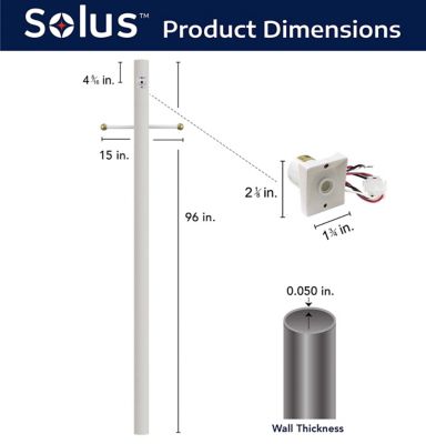 SOLUS 8 ft. White Outdoor Direct Burial Lamp Post with Cross Arm and ...