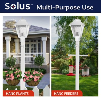SOLUS 8 ft. White Outdoor Direct Burial Lamp Post with Cross Arm and ...
