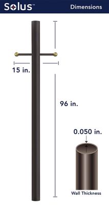 SOLUS 8 ft. Bronze Outdoor Direct Burial Aluminum Lamp Post with Cross ...