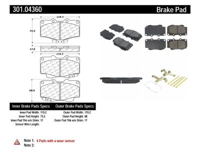 Centric Parts Premium Ceramic Pads with Shims and Hardware, BKNJ-CEC ...