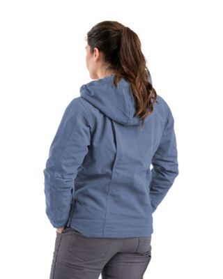Berne Women's Sherpa Lined Softstone Duck Hooded Jacket, S,Steel Blue ...