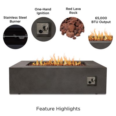 Real Flame Baltic Rectangle Natural Gas Fire Table, Glacier Gray at ...