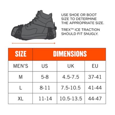 TREX Adjustable Slip-On Ice Cleats for Boots or Shoes, Black, Extra ...