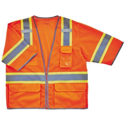 GloWear Unisex 2-Tone Class 3 Hi-Vis Surveyor Vest, L/XL,Orange at ...