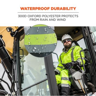 GloWear Unisex Natural-Rise Class E Hi-Vis Rain Pants, Black Bottom at ...