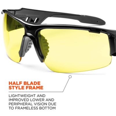 Ergodyne Dagr Safety Glasses, Black Frame, Yellow Lenses at Tractor ...