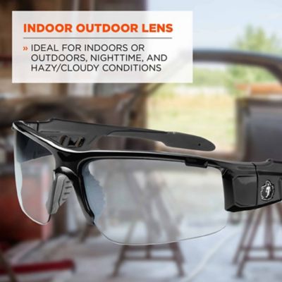 Skullerz Dagr Safety Glasses/Sunglasses, Black, Indoor/Outdoor Lens at ...