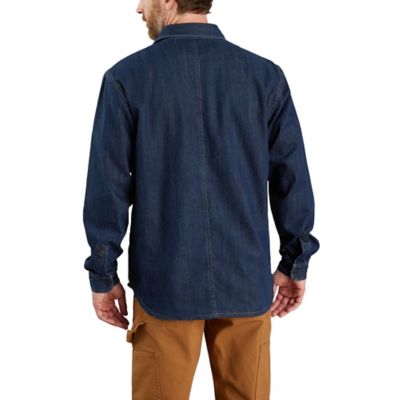 Carhartt Men's Denim Fleece-Lined Snap-Front Work Shirt Jacket at ...