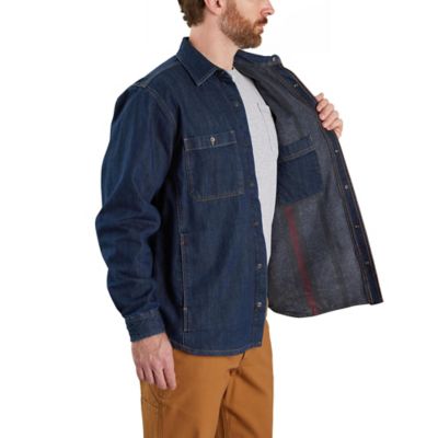 Carhartt Men's Denim Fleece-Lined Snap-Front Work Shirt Jacket at ...