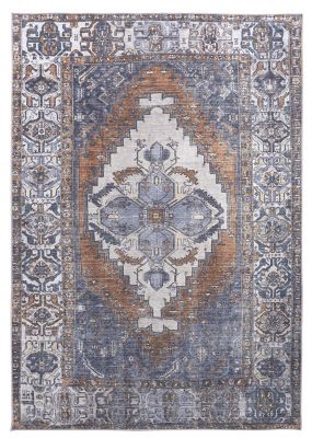 Weave & Wander Prescott Vintage Medallion Rug, Blue/Tan/Light Gray, 2 ...