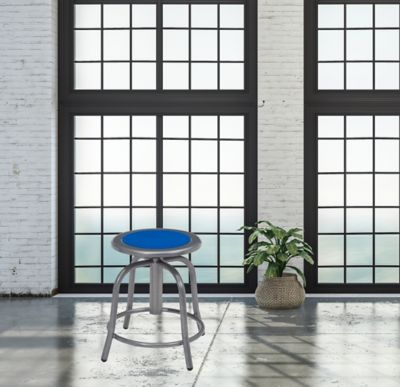 National Public Seating Steel Seat Height-Adjustable Swivel Stool, Grey ...