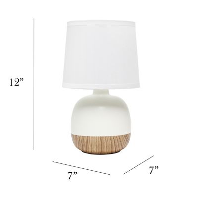 Simple Designs 12 in. H Petite Mid Century Table Lamp, Light Wood ...