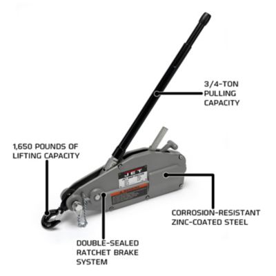 JET 0.75-Ton 66 ft. Lift JG Series Wire Rope Grip Puller with Cable at ...