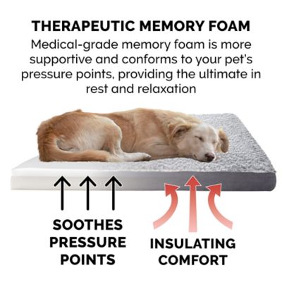 FurHaven Two-Tone Faux Fur and Suede Deluxe Memory Foam Dog Bed