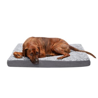 FurHaven Two-Tone Faux Fur and Suede Deluxe Memory Foam Dog Bed