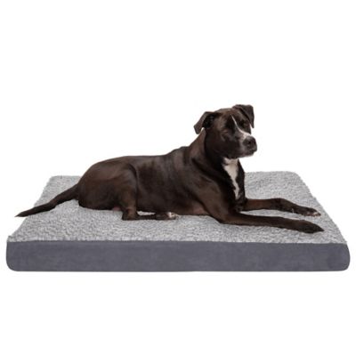 FurHaven Two-Tone Faux Fur and Suede Deluxe Memory Foam Dog Bed