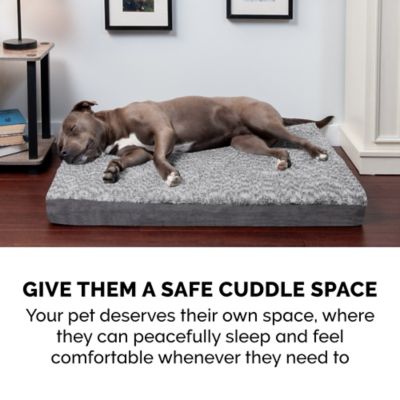 FurHaven Two-Tone Faux Fur and Suede Deluxe Cooling Gel Foam Dog Bed