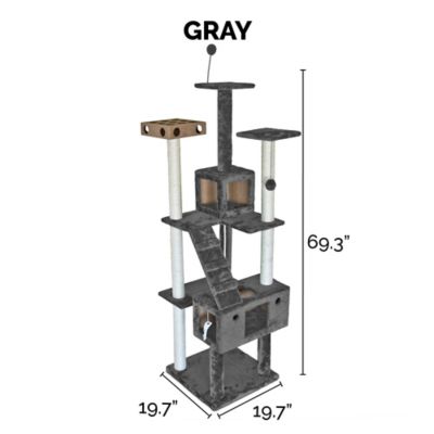 FurHaven Tiger Tough Double Decker Cat Playground - Gray, 69.3 in. at ...
