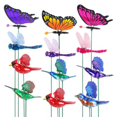 Exhart WindyWings Bird and Winged Insect Plant Stake Assortment, 12 pc ...