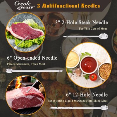 Creole Feast Stainless Steel Meat Injector Syringe Kit, for Grill ...