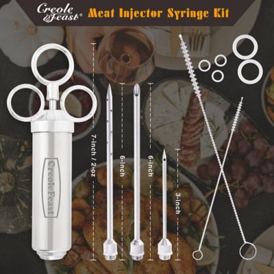 Creole Feast Stainless Steel Meat Injector Syringe Kit, for Grill ...