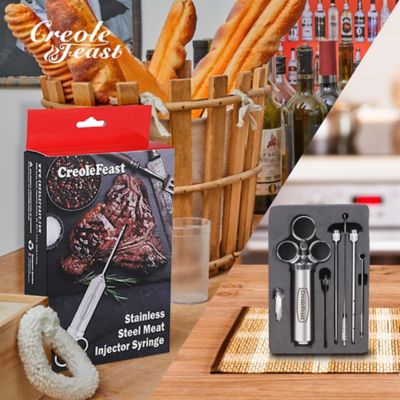 Creole Feast Stainless Steel Meat Injector Syringe Kit, for Grill ...