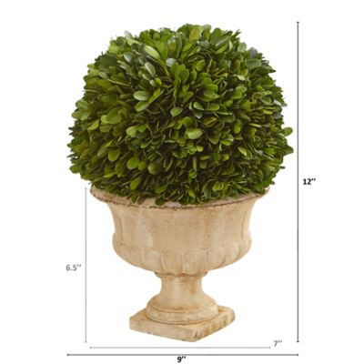 Nearly Natural 12 in. Artificial Boxwood Topiary Ball Preserved Plant ...