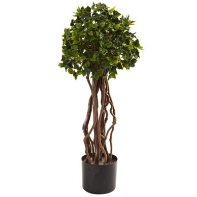 Nearly Natural 2.5 ft. Indoor/Outdoor UV-Resistant Faux English Ivy ...