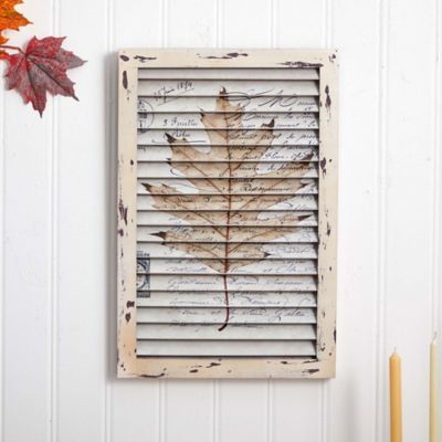 Nearly Natural Maple Leaf Window Shutter Vintage Wall Decor, 24 in. x ...