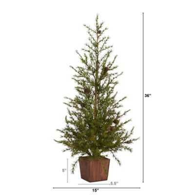 Nearly Natural 3 ft. Alpine Natural-Look Artificial Christmas Tree with ...