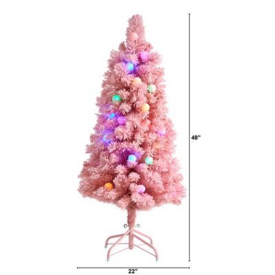 Nearly Natural 4 ft. Holiday Frosted Pink Cashmere Artificial Christmas ...