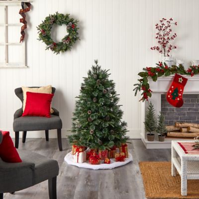 Nearly Natural 5 ft. Snowed-Tipped Clermont Mixed Pine Artificial ...
