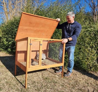 Zylina 1-Story Indoor/Outdoor Elevated Rabbit Hutch, 46 in. x 25 in. x ...