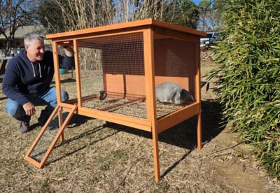 Zylina 1-Story Indoor/Outdoor Elevated Rabbit Hutch, 46 in. x 25 in. x ...