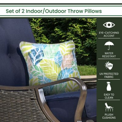 Hanover Indoor/Outdoor Palm Throw Pillows, Green/Blue, 2-Pack at ...