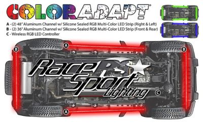 Race Sport Lighting 2,000 Lm Underbody LED Solid Aluminum Channel RGB ...