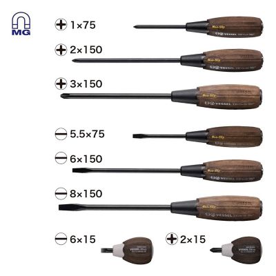 VESSEL 8 pc. Wood-Composite Non-Slip Tang-Thru Screwdriver Set at ...