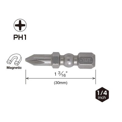 VESSEL Impact Ball Torsion Bit PH1x30 25 pc. (Bulk), IBPH130P25K at ...