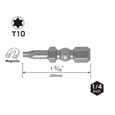 VESSEL 25 pc. T10 x 30 mm Impact Ball Torsion Bit Set, Bulk at Tractor ...