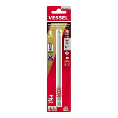 VESSEL 5 pc. PH2 x 50 mm Neck Torsion Double-Ended Power Bit Set, Card ...
