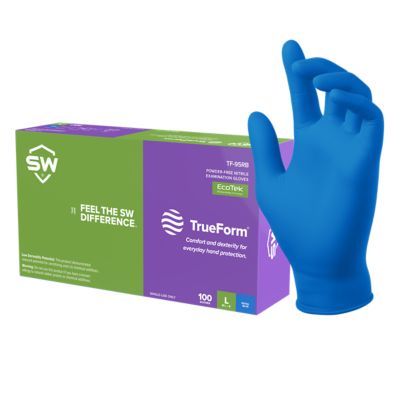 SW Safety TrueForm 3.1 mil Sustainable Everyday Nitrile Exam Gloves, 100-Pack, Royal Blue, Small ...