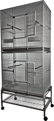 A&E Cage 32 in. x 21 in. Double Stack Flight Bird Cage, Platinum at ...