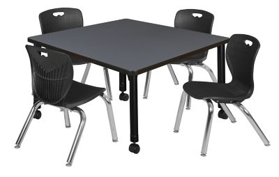 Regency Kee Square Mobile Adjustable Classroom Table with 4 Andy 12 in ...