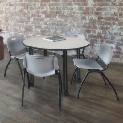 Regency Kee Medium Round Mobile Breakroom Table, 42 in., Black
