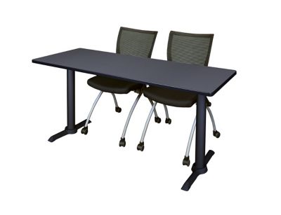 Regency Cain 66 x 24 in. T-Base Training Seminar Table & 2 Apprentice ...