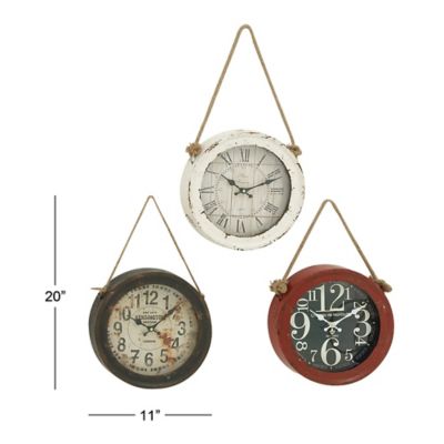 Harper & Willow White Metal Vintage Wall Clock, 11 in. D, 3 pc. at ...