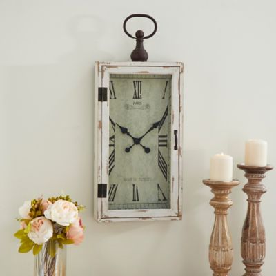 Harper & Willow White Wood Vintage Wall Clock, 12 in. x 28 in. at ...